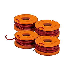 Worx WG163 GT 3.0 20V PowerShare 12" Cordless String Trimmer & Edger (Battery & Charger Included) and WA0047 4-Pack String Trimmer Replacement Line, Orange