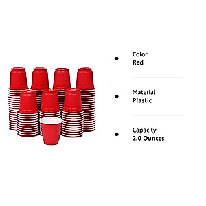 Zcaukya Mini Disposable Shot Cups, 2oz 120 Count Red Plastic Cups, Small Disposable 2oz Party Cups, Red