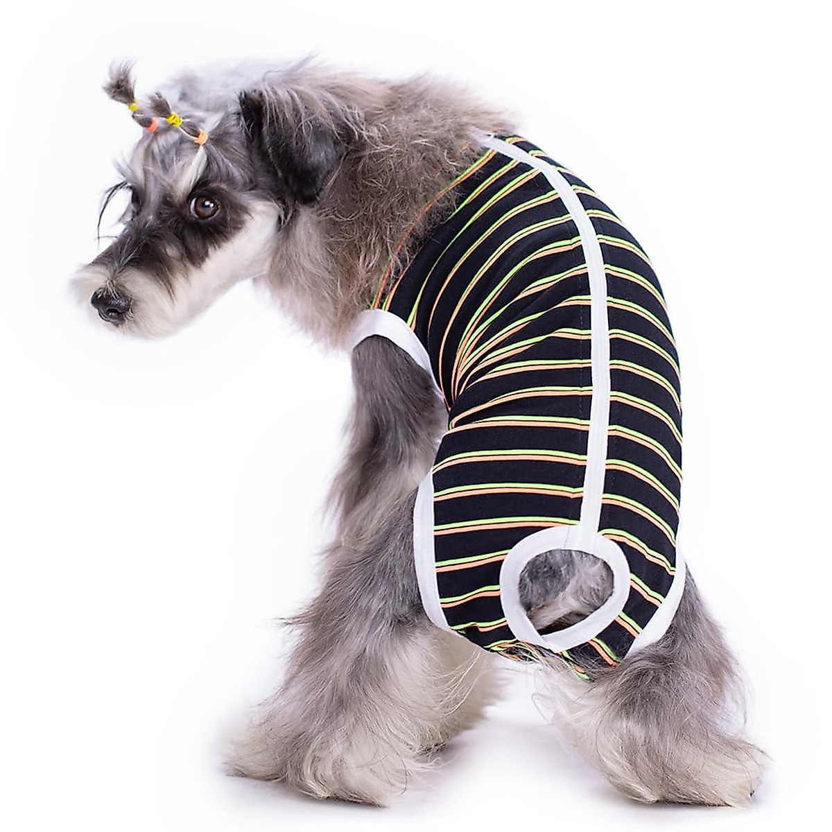 Dog Surgical Recovery Suit, Spay Recovery Suit for Dogs Cats, Post Surgery Dog Onesie for Male Female, Soft Comfortable & Breathable (Black Stripe-S)