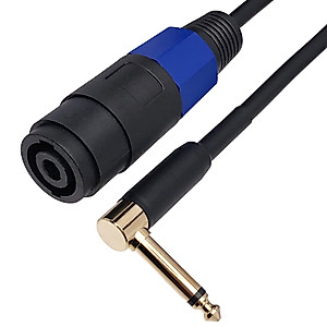 CESS-144 Speakon Female Connector to 1/4" Male TS Speaker Cable - Speak-on Jack to 1/4 TS Plug (Right-Angle Plug)