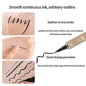NewBang 3 Pcs Liquid Eyeliner Pen, Upgraded Self-adhesive Long-Lasting Waterproof Eyelash Glue Pen, No Magnetic, Black, Black, Clear