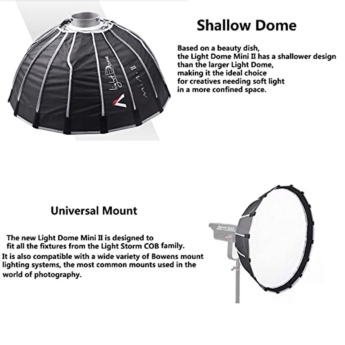 Aputure Light Dome Mini II (21.6") Parabolic Photography Softbox with Honeycomb Grid for Aputure 300X/300D II/Amaran 200X/100X and Other Bowens Mount Lights