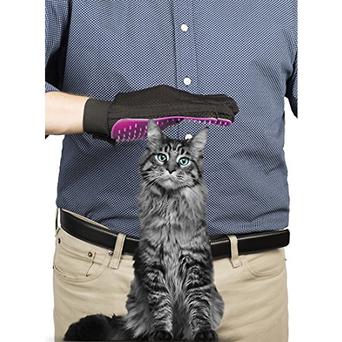Safana Pet Grooming Glove - Gentle Deshedding Brush Glove - Efficient Pet Hair Remover Mitt - Massage Tool with Enhanced Five Finger Design - Perfect for Dogs & Cats with Long & Short Fur (Pink)