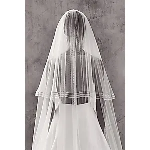 Passat French Lace Short Wedding Veil For Brides Ivory Lace Bridal Veil For Wedding Fingertip Length