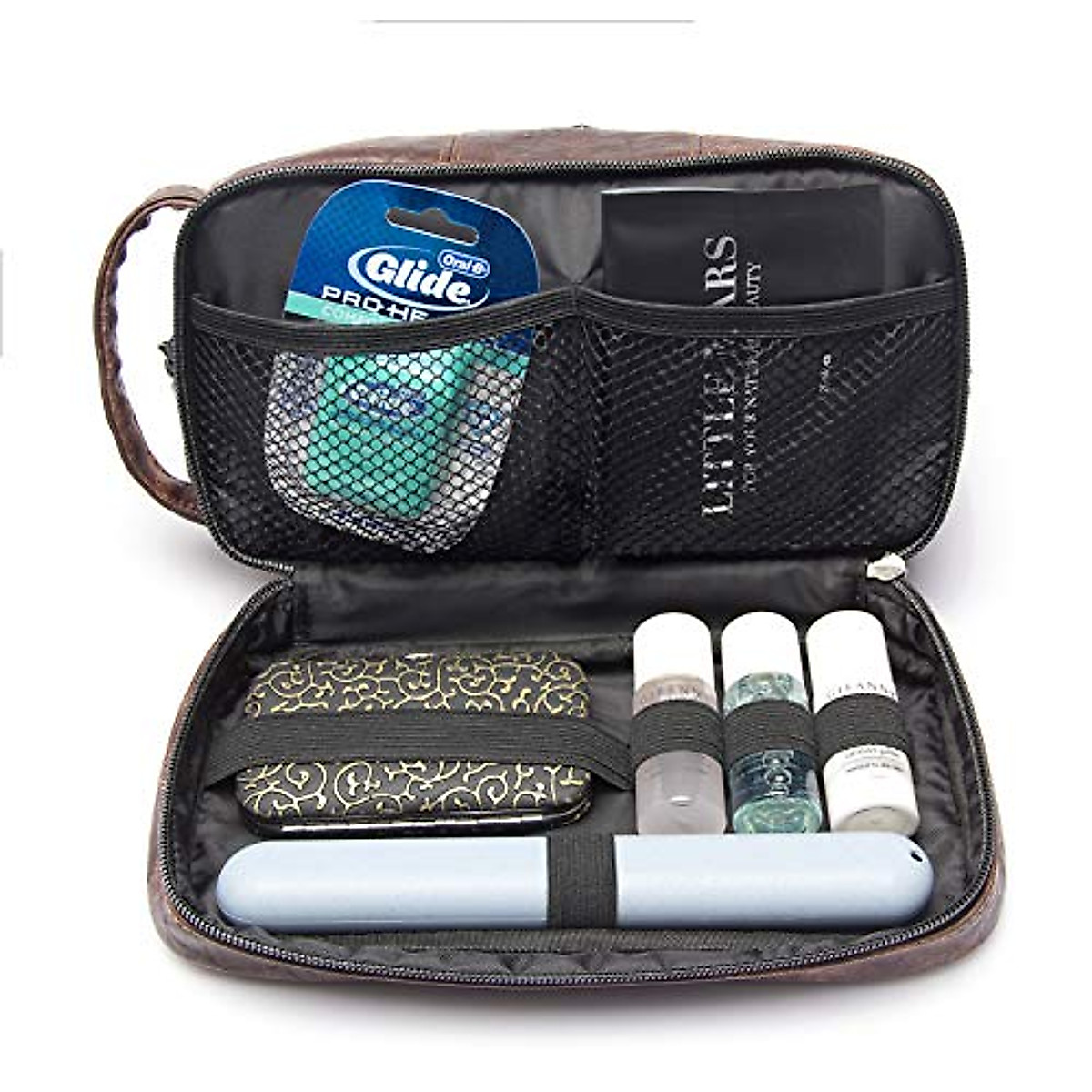 Men's Toiletry Bag, Travel Toiletry Bag for Men, Large Leather Dopp Kit for Men, Shaving Bag for Travel Accessories, LargeMens Toiletries Bathroom Organizer, Shaving kit, Dopp kit(Brown)