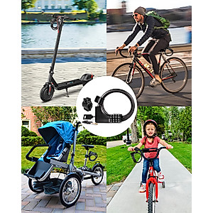 KEYSTP Bike Lock Cable with Combination Key,Password Lost Retrievable Bicycle Lock Anti-Theft,Resettable with Mounting Bracket for Bikes and Scooters