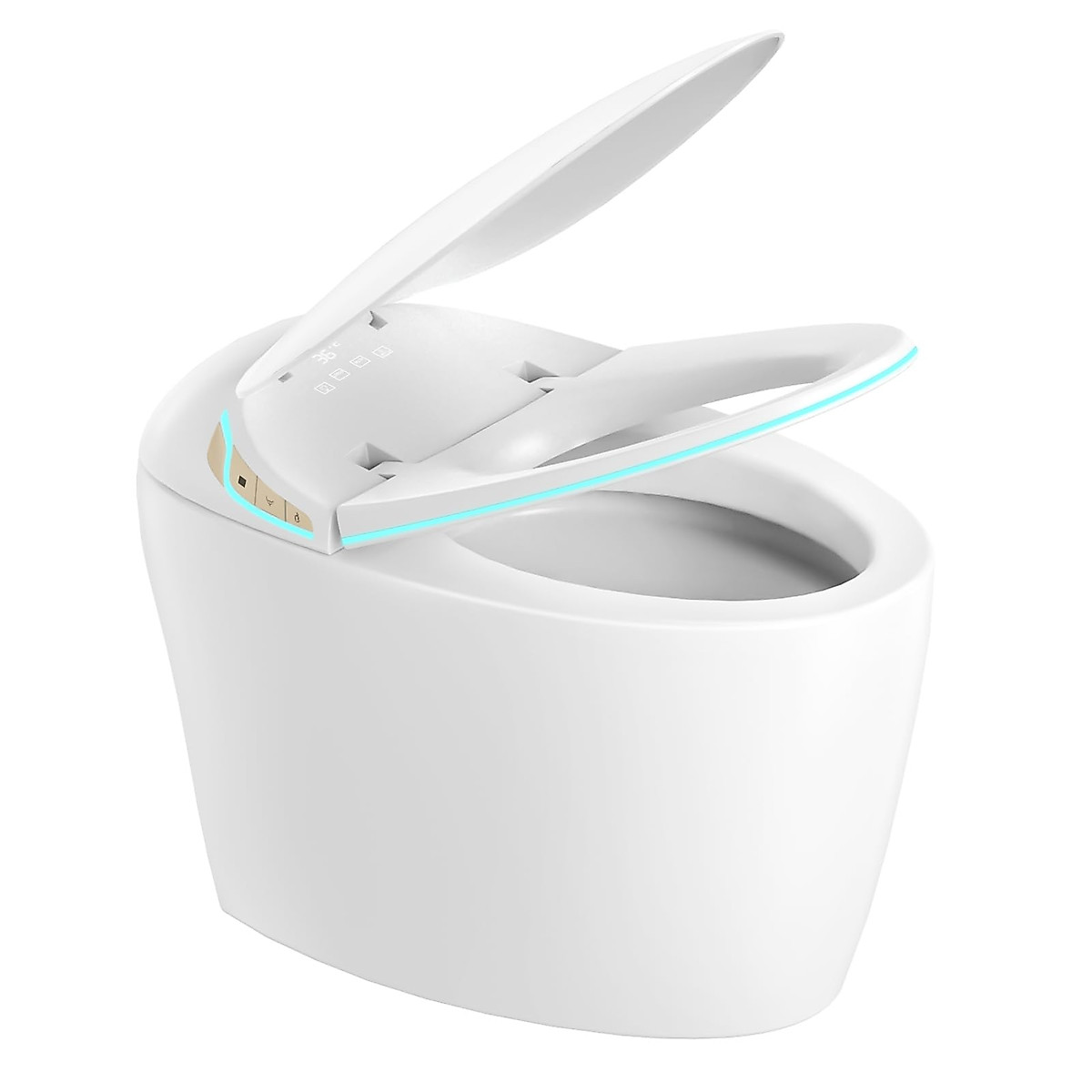 yifaeux Smart Bidet Toilet with Bidet Built in for Bathrooms, Toilet with Warm Water Sprayer & Dryer, Foot Sensor Operation, Heated Bidet Seat, Auto Smart Toilet with LCD Display White