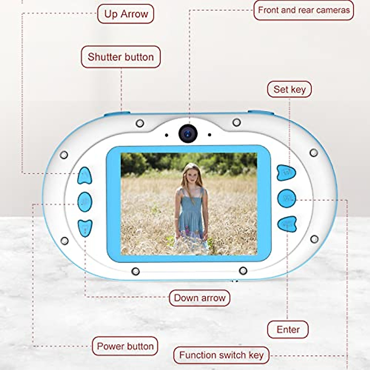 Niaviben Mini Portable Digital Camera for Kid's Waterproof Camera Front and Rear Dual 24 Million Pixel Compact Camera 2.4 Inch Blue