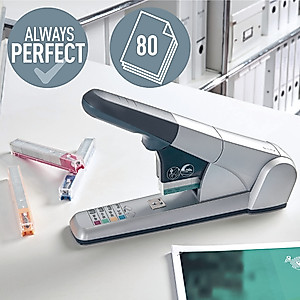 Leitz Heavy Duty Stapler, 80 Sheet Capacity, Ergonomic Metal Body, Includes Staples, 55510084 - Silver