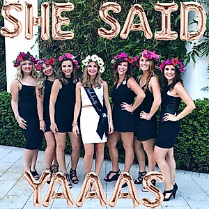 She Said Yaaas Balloons Rose Gold She Said Okurrr Bachelorette Party Banner Bride To Be/We are Engaged/Bridal Shower/Just Married/Hen Party/Engagement Themed Wedding Party Supplies Decorations