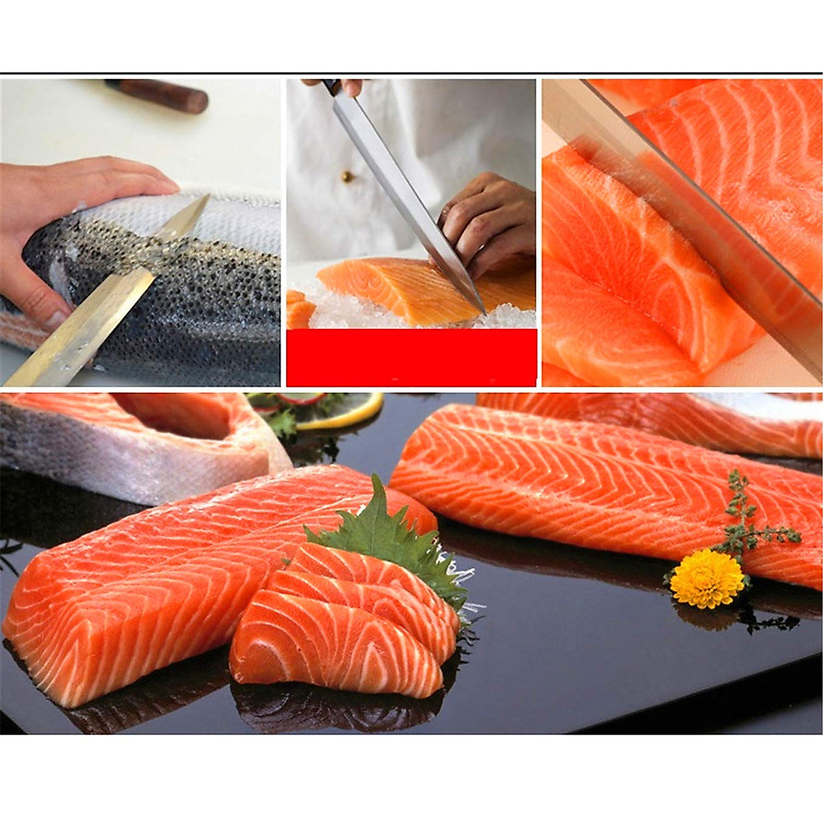 LIUZHANGYU Waterboss,Japanese Sushi Chef Knife Salmon Knife Slicer Razor Sharp Sashimi Watermelon Knives, 5Cr15mov Stainless Steel Sashimi Yanagiba Knife, Maple Handle, 11.8inch (300mm)