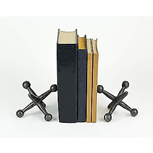 Retro Matte Grey Cast Iron Giant Jack Decorative Bookends - Table Sculptures - Door Stops 3.75 Inches Long