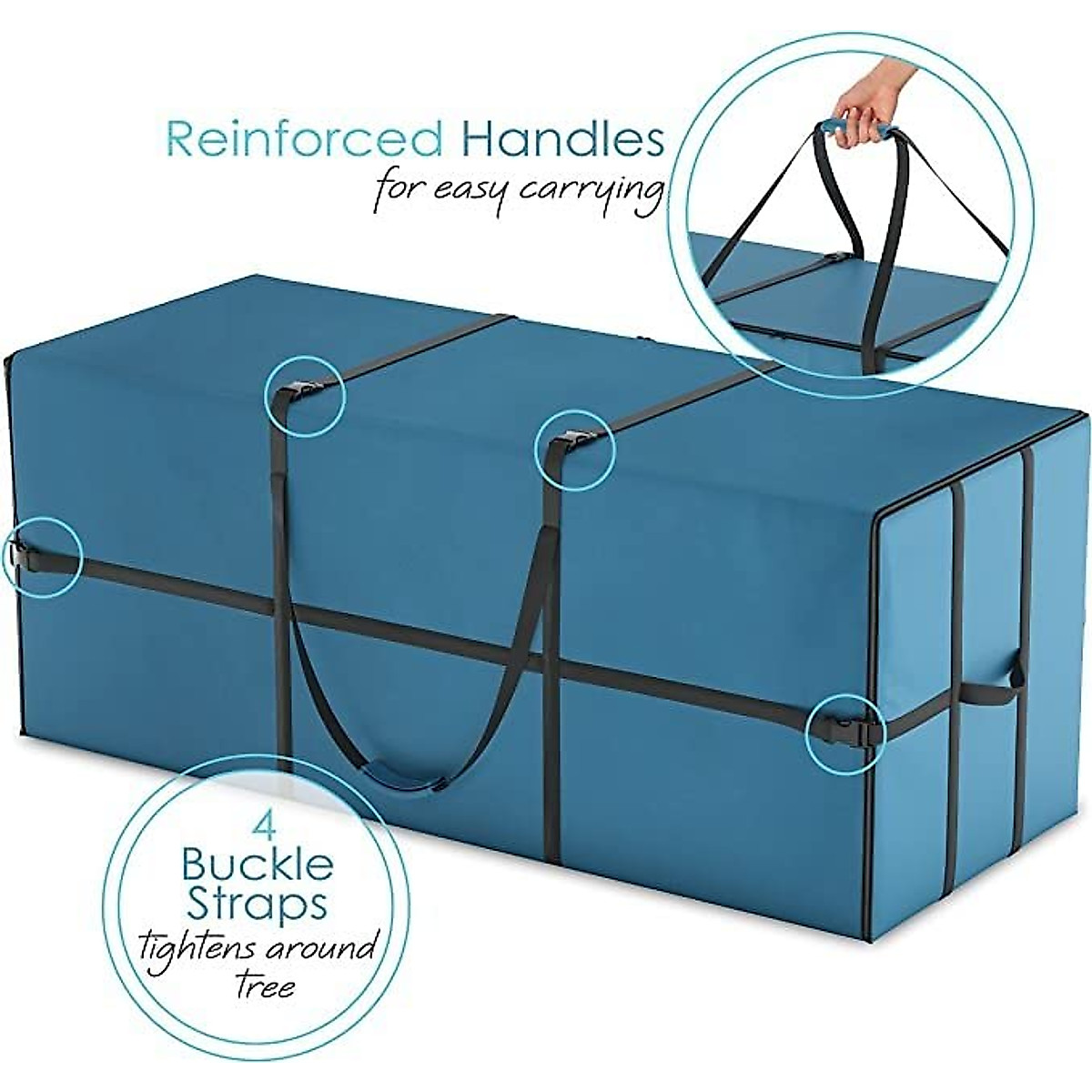 Hearth & Harbor Christmas Tree Storage Bag 9' – Waterproof Christmas Tree Storage Box Made of 600d Oxford Material – Christmas Tree Bag With Handles & Special Wide Opening, Blue