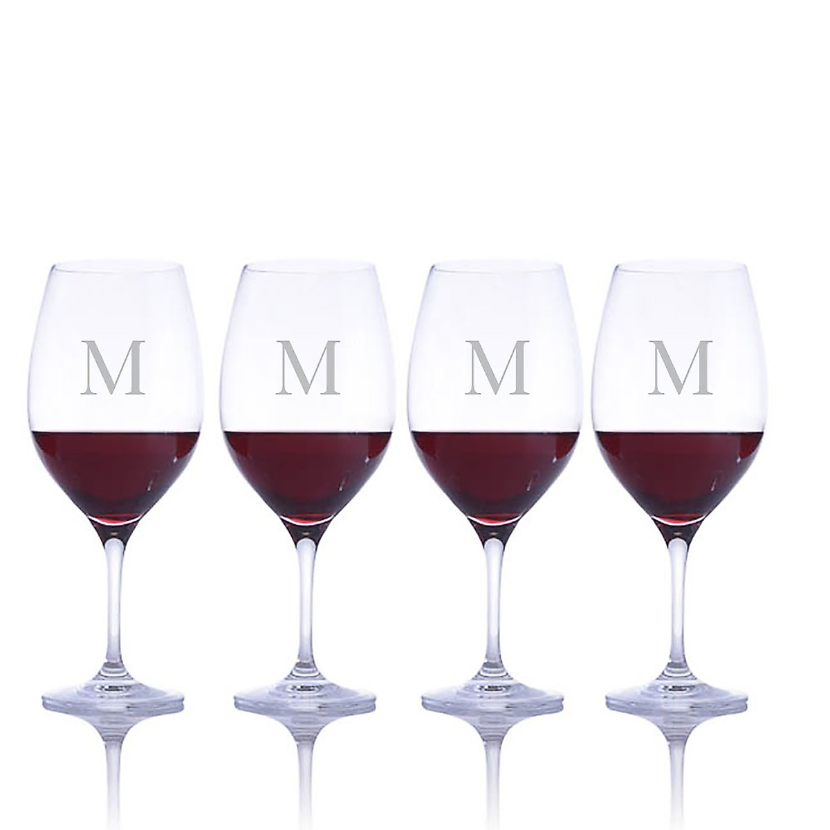 Personalized Ravenscroft Lead-free Crystal 4 pc Stemmed Vintner's Choice Bordeaux/Merlot/Cabernet Red Wine Glasses Engraved & Monogrammed - Perfect for Christmas and the Holidays