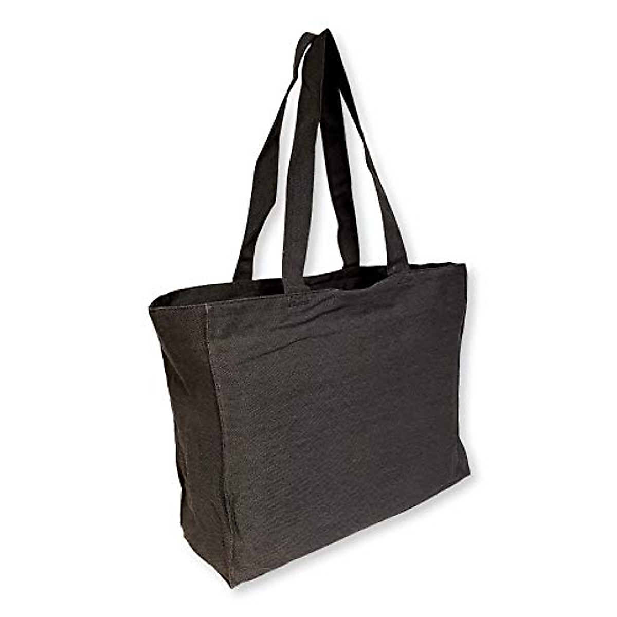 Extra Large Travel Day Tote Bag Heavy Duty Cotton Twill Zip Top (Charcoal Gray)