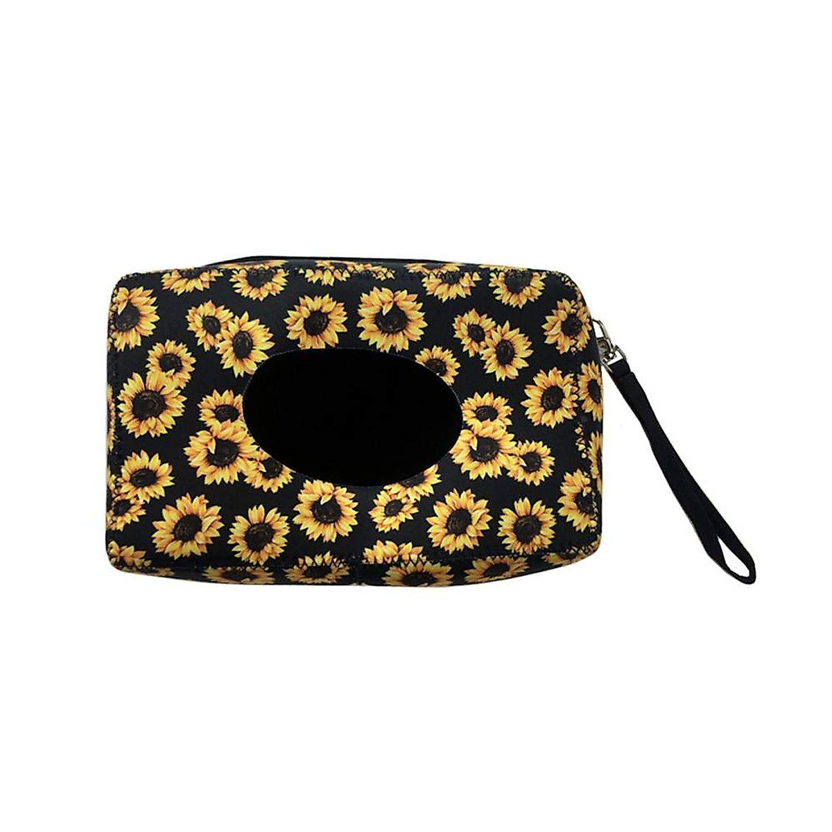 Sunflower Neoprene Wet Tissue Dispenser Case Infant Reusable Stroller Pram Wet Wipes Storage Box Convenient Tissue Case Paper Towel Holder for Travel
