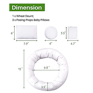 Sunmig 4 PC Newborn Baby Photography Wheat Donut Posing Pillow Basket Filler Baby Photo Prop White