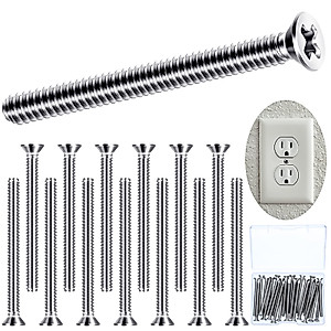 Ripeng 30 Pieces Extra Long Outlet Screws Long Electrical Outlet Screws Machine Screws Device Mounting Screws Electrical Outlet Extender for Fix Wonky and Sunken Outlets (6-32 x 2 Inches)