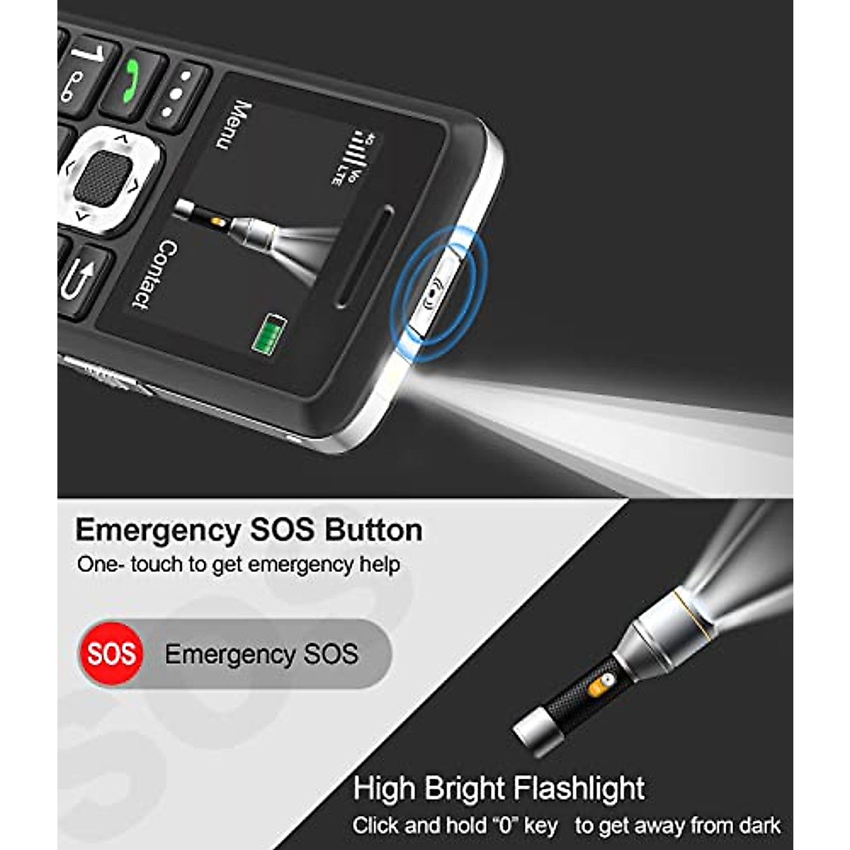 Easyfone T200 4G Unlocked Big Button Cell Phone for Seniors, Easy-to-Use Clear Sound Big Battery Senior Cell Phone with SOS Button and a Convenient Charging Dock