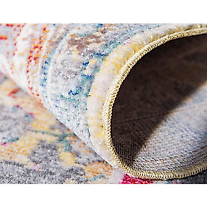 Unique Loom Austin Collection Botanical, Medallion, Vintage Area Rug, 8' 0" x 10' 0", Beige/Blue