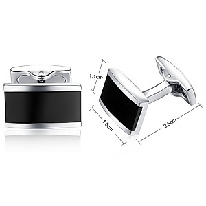 HONEY BEAR Cufflinks Tie Clip Set for Mens Shirt Rectangle Stainless Steel Business Wedding Gift (without box)