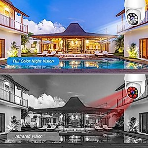 GT HITGX Security Cameras Outdoor, 3MP HD Wireless Security Camera Pan-Tilt 360° View, Home Security Camera with Motion Detection, Auto Tracking Color Night Vision, IP66 Waterproof, 2-Way Audio