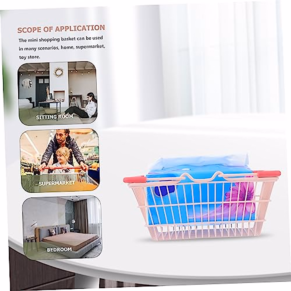 TIDTALEO Shopping Basket Hanging Basket Grocery Basket Makeup Hamper Plastic Storage Baskets Storage Baskets Pink Storage Basket Shopping Storage Basket Pretend Play Shopping Basket