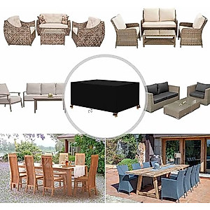 Patio Furniture Covers Outdoor Table Furniture Cover Waterproof Rectangle 600D Patio Sectional Couch Set Cover for Deck Lawn and Backyard Wind Dust Proof Anti-UV 92"L x 32"W x 40"H/230x80x100cm