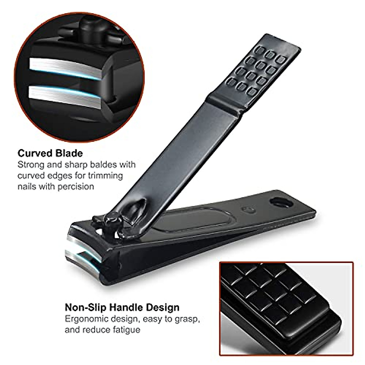 Manicure Set Nail Clippers Pedicure Kit, 8 in 1 Stainless Steel Fingernail & Toenail Clippers with Leather Travel Case, Professional Nail Care Kit for Men and Women