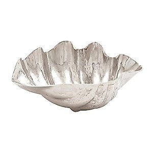 Deco 79 Aluminum Sea Life Shell Decorative Bowl, 17" x 11" x 7", Silver