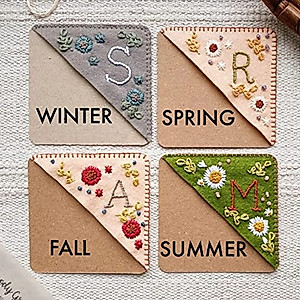 3 Pieces Personalized Hand Embroidered Letter Corner Bookmark, Corner Bookmark, Wedding Gifts Page Corner Bookmark, Lovely Flower Page Marker, Book Decoration (3 Pieces Custom,Customised Letters)