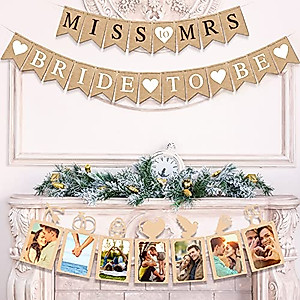 3 Pieces Bride to Be Banner Burlap Banner Kraft Bride to Be Photo Banner Bridal Shower Decorations Bride to Be Decorations Miss to Mrs Banner Rustic Bunting Garland for Party Decorations Supplies