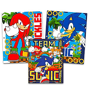 Sonic The Hedgehog School Supplies Value Pack for Kids - 13 Pc Bundle with Sonic Folders, Notebook, and Stickers for Boys and Girls | Sonic Back to School Supplies