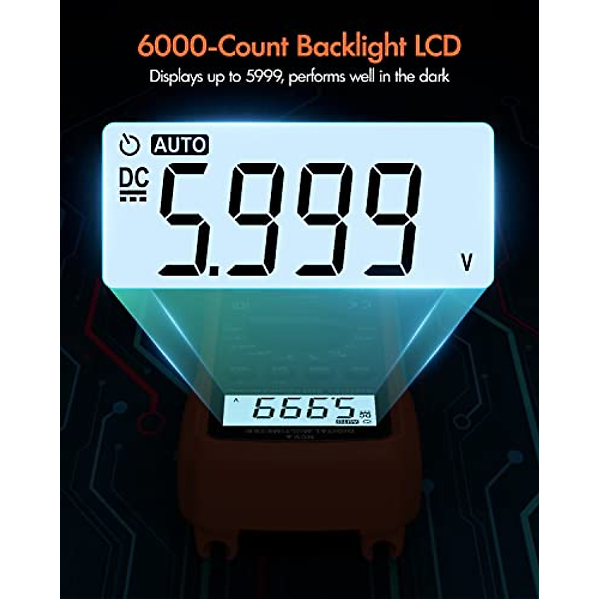 Crenova MS8233D Digital Multimeter 6000 Count Auto-Ranging DC AC Voltmeter Ohm Volt Amp Tester for Voltage Current Resistance Capacitance Continuity Diode Duty-Cycle Frequency NCV Live Wire Test