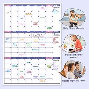 Large Dry Erase Calendar for Wall - 3 Month Vertical Wall Calendar, Blank Reusable Monthly Quarterly Calendar Planner Undated, 27.8" x 41" Whiteboard Calendar, Laminated Organizer for Home, Office