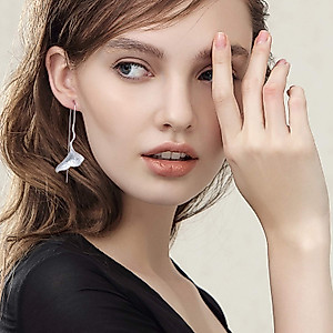 Lotus Fun S925 Sterling Silver Drop Earrings Vintage Ginkgo Leaf Dangle Earrings Handmade Unique Jewelry for Women (Silver)