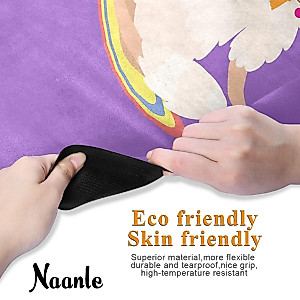 Naanle Yoga Llama Yoga Mat with Carrying Bag Set, Funny Llama Exercise Mat Foldable Non Slip Travel Lightweight Workout Rug for Home Gym Yoga Pilates Stretching Floor Fitness 71x26 Inches