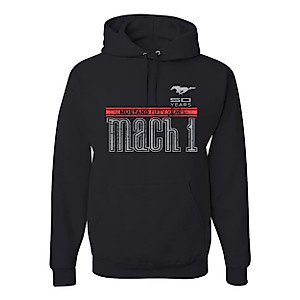 Wild Bobby Ford Mustang 50 Years Logo Mach 1 Classic Emblem Cars and Trucks Unisex Graphic Hoodie Sweatshirt, Black, X-Large