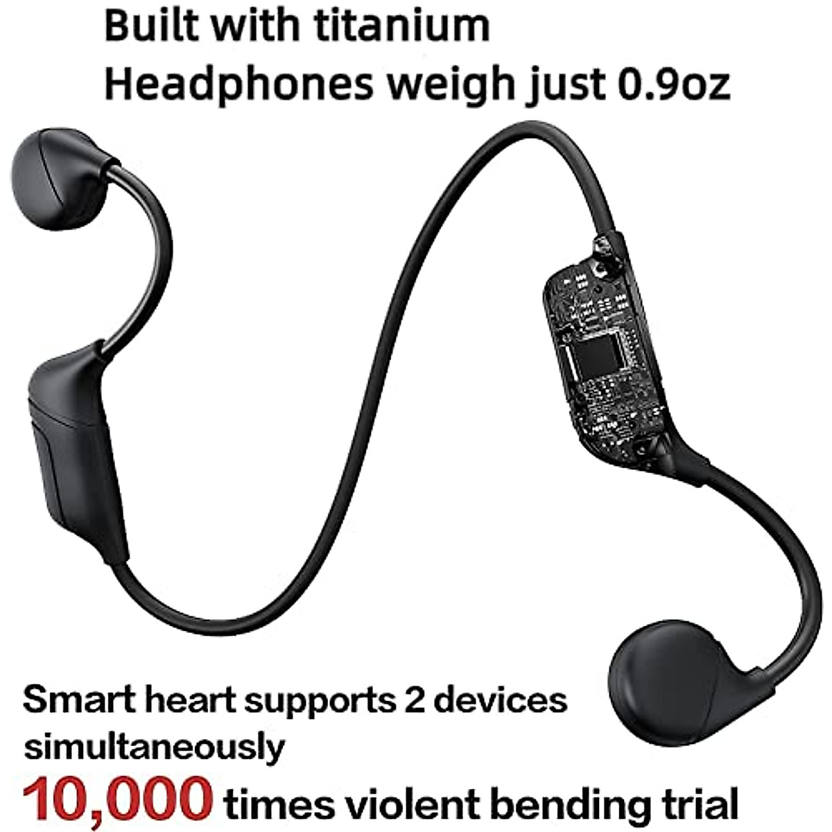 NANKA Bone Conduction Headphones, Open Ear Bluetooth Headphones with Mic, IPX6 Waterproof Wireless Headphones with Magnetic Charging for Sports