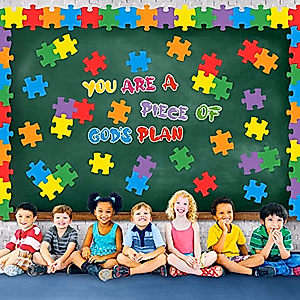 67 Pieces Large Puzzle Cutouts Bulletin Board Set Bible Verse Paper Cuts Classroom Decor You are a Piece of Gods Plan Cut Outs School Puzzle Accents Paper for Classroom Nursery Door Wall Decor