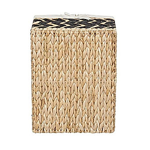 Household Essentials Brown Rectangle Woven Wicker Storage Basket with Liner | Black