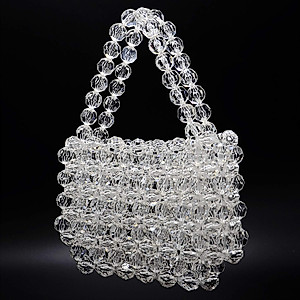 Miuco Women Beaded Bag Handmade Transparent Acrylic Handbags (Polygonal transparency)