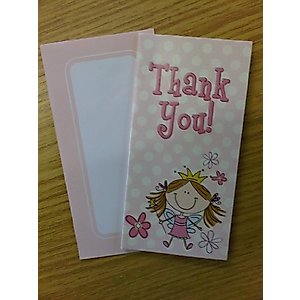 16 x Girls Fairy Design Party Thank You Cards