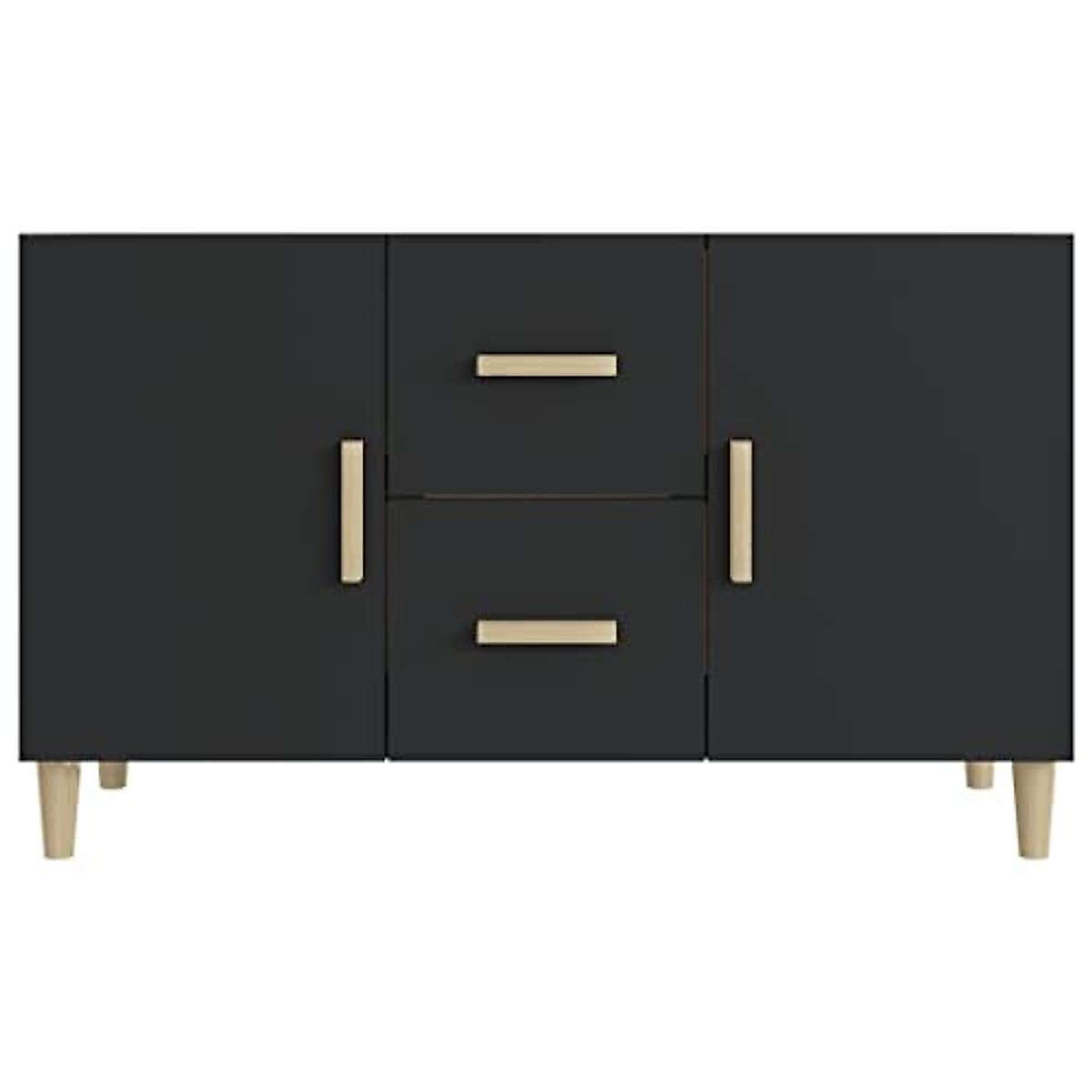 loibinfen Sideboard Buffet Server Storage Cabinet with Drawers and Doors, Console Table Home Kitchen Sideboard with Wood Legs, Dining Room Furniture Cupboard, Black 39.4"x14.2"x23.6" -AA