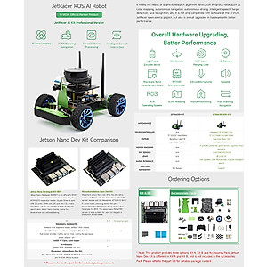 Waveshare JetRacer Professional Version ROS AI Kit, Dual Controllers AI Robot, Lidar Mapping, Vision Processing, Includes Waveshare Jetson Nano Dev Kit 4GB (NOT Support Nano 2GB)