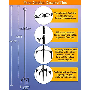 IRMNAN String Light Poles, Light Poles for Outside String Lights, 9FT String Light Poles for Outside 2 Pack, Easy to Assemble,10FT String Light Pole with Adjustable Shepherds Hook High-end Series