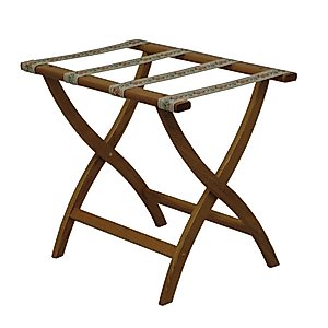 FixtureDisplays? Designer Curve Leg Luggage Rack with Tapestry Webbing 104336
