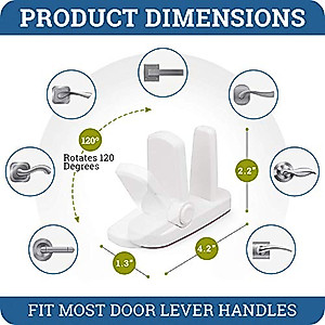 Improved Childproof Door Lever Lock (6 Pack) Prevents Toddlers from Opening Doors. Easy One Hand Operation for Adults. Durable ABS with 3M Adhesive Backing. Simple Install (White, 6-Pack)