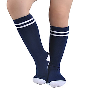 EPEIUS Knee High Socks with Non-Slip Grip Toddller Boys Girls Athletic Stripe Team Tube Socks for Soccer, Basketball, Baseball,5 Pairs Pack 3-5 Years