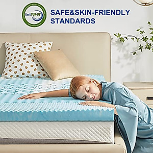 SINWEEK 2 Inch 5-Zone Memory Foam Mattress Topper, Gel Mattress Topper Pressure Relieve Soft Mattress Pad, CertiPUR-US Certified, Queen Size